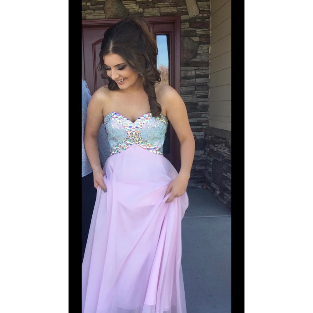 Night Moves Pink Jeweled Prom Dress Small - Gem